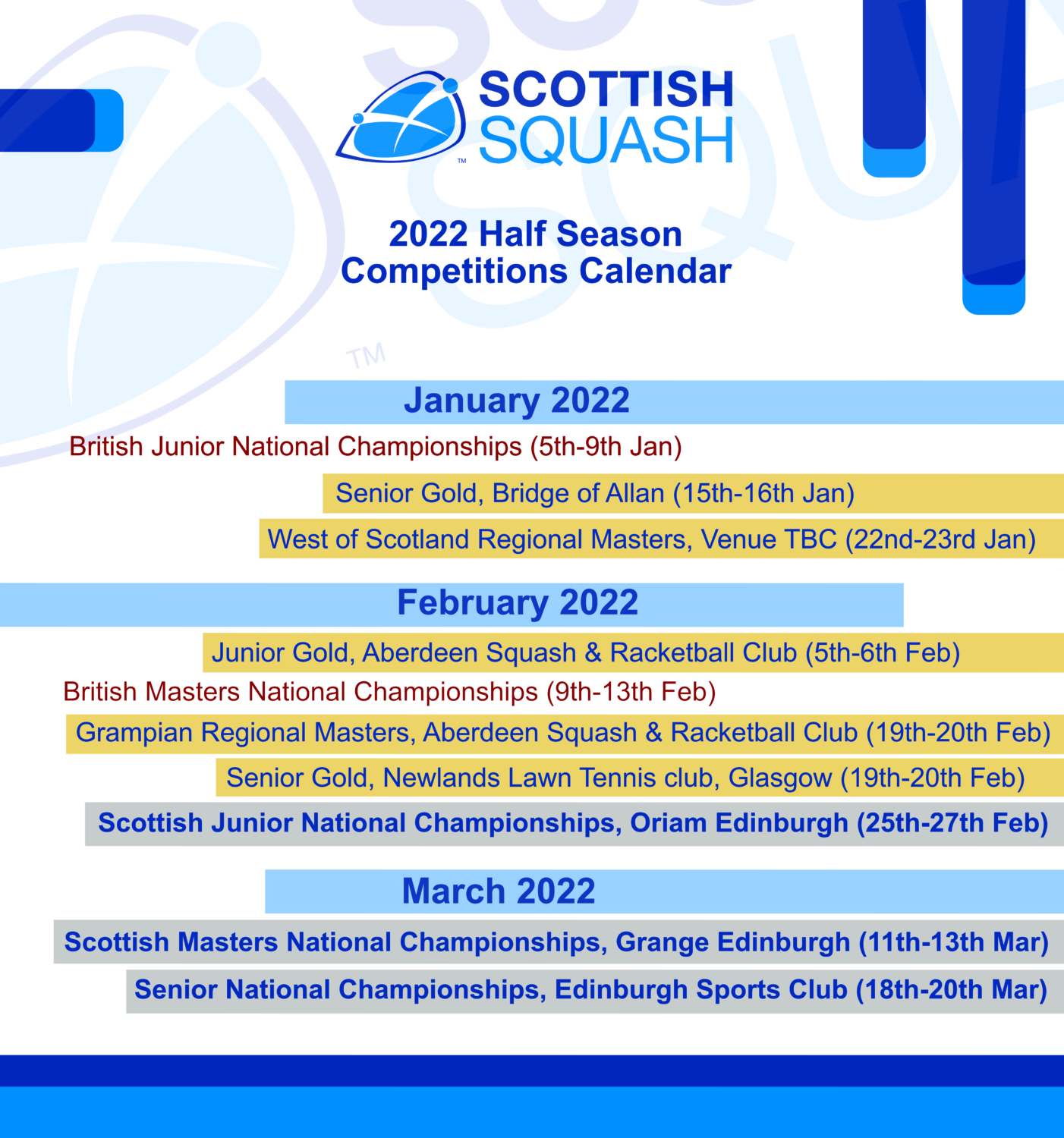 Competition Calendar Launch - Scottish Squash